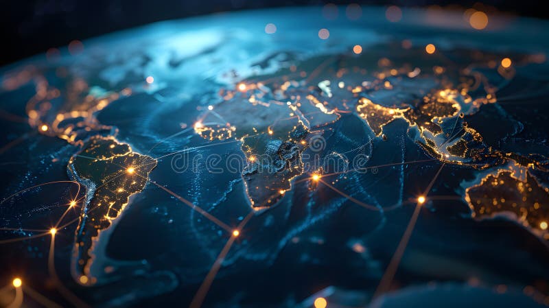 World Map Connecting All Points on the World. Stock Illustration ...