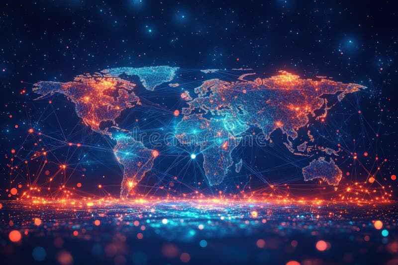 A World Map with Connecting Lines, Modern and Technical, Travel Theme ...