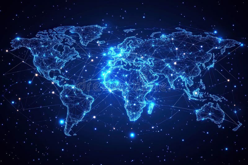 A World Map with Connecting Lines, Modern and Technical, Travel Theme ...