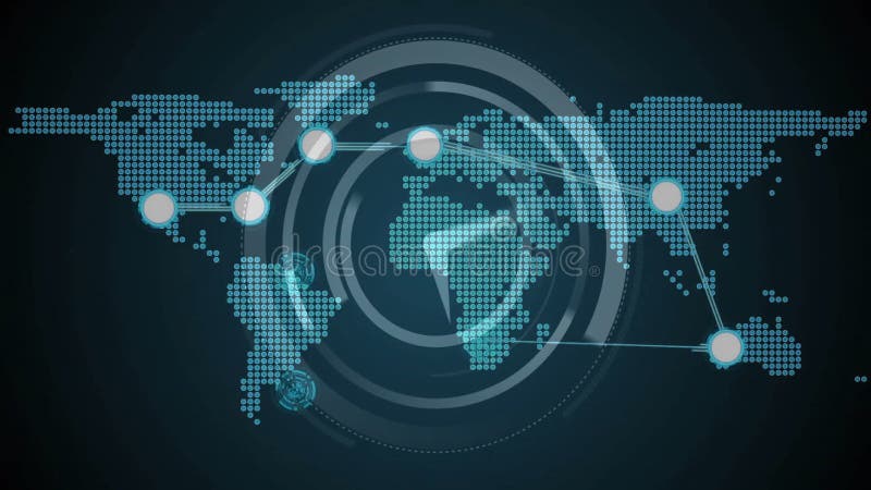 World Map with Connecting Lines and Nodes, Global Network Animation ...