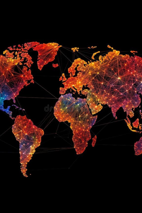 World Map with Connecting Lines Representing Global Network Stock ...