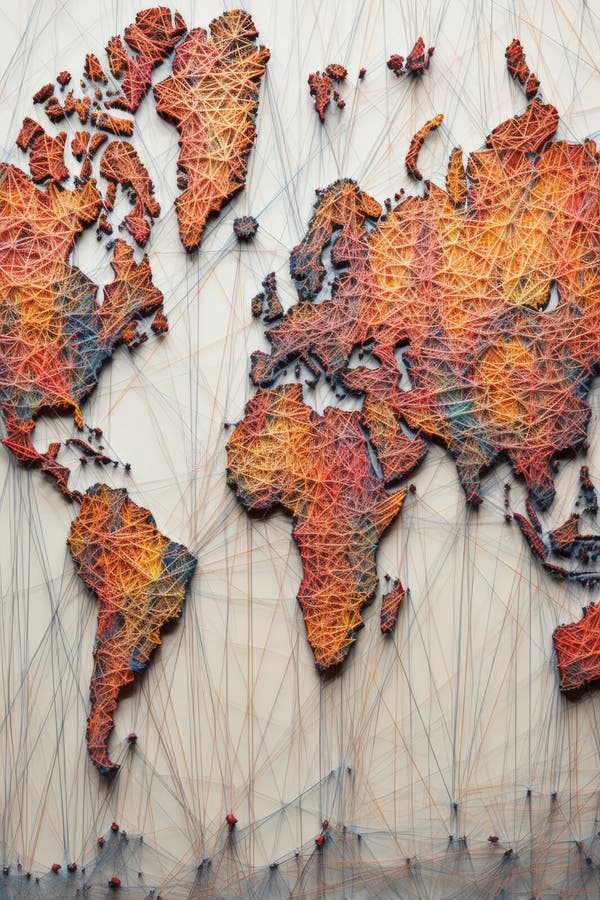 World Map with Connecting Lines Representing Travel Stock Illustration ...