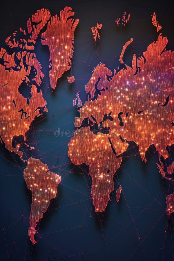 World Map Created Lines Stock Illustrations – 300 World Map Created ...