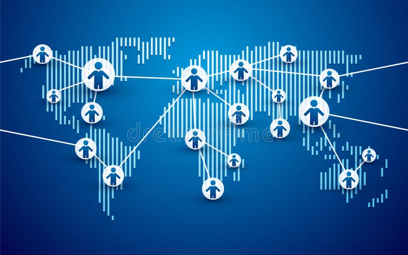 People Connection World Map Stock Illustration - Illustration of crowd ...