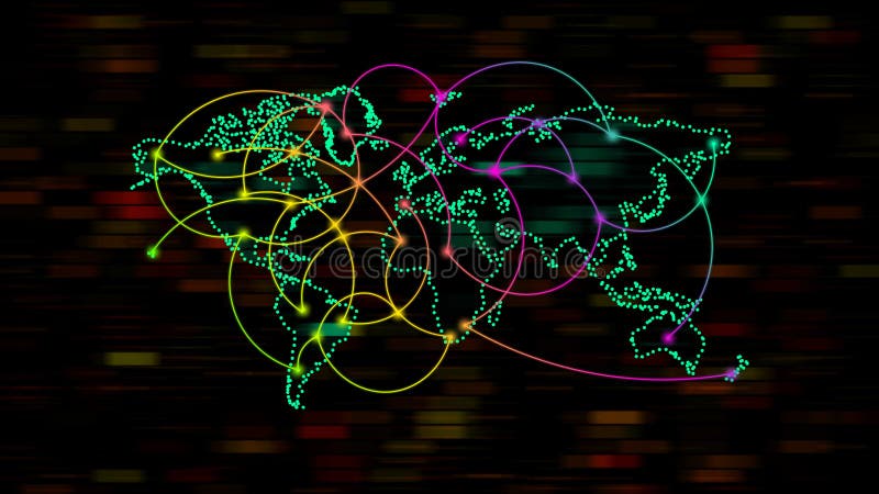 World Map Connection Connect Dots and Lines in Technology Speed ...
