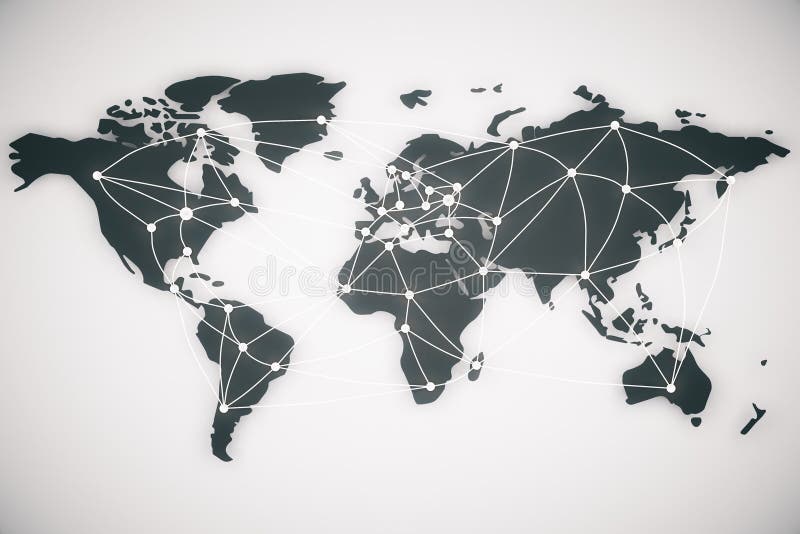 World Map and Connection Lines Stock Photo - Image of contact, connect ...