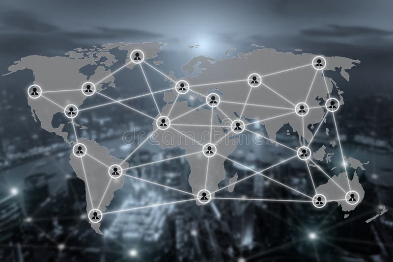 People Network Connection Icons with World Map Connection Stock Photo ...