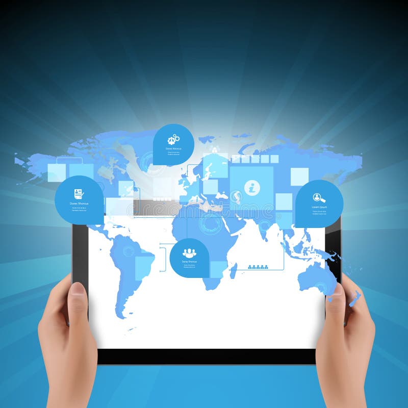 World Map Connection with Tablet Computer Business Technology Concept ...