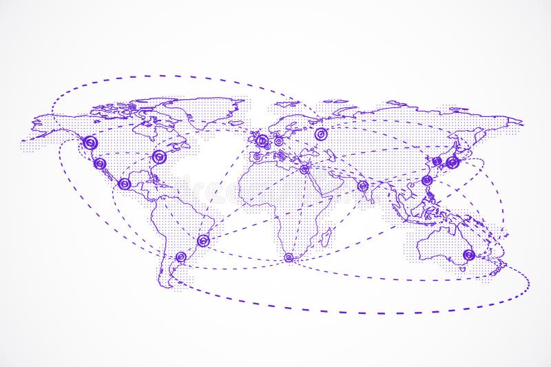 World Map with Connections and Dots. 3D Rendering Stock Illustration ...