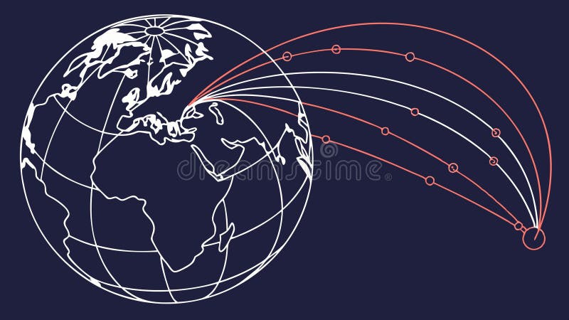 World Map with Connections, Global Network and Data Flow, International ...