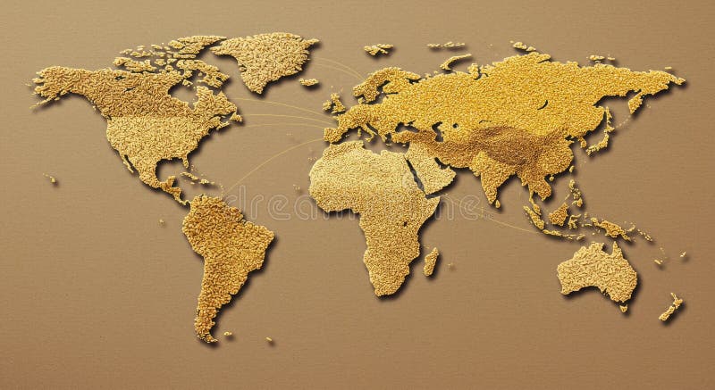 World Map Constructed from Overlapping Layers of Various Grains and ...