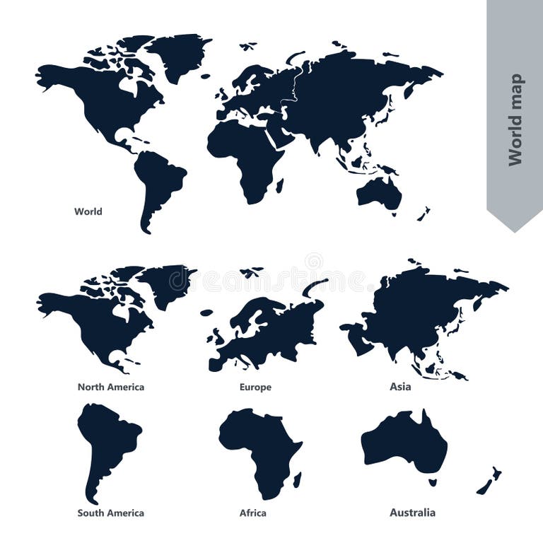 World Map and continent stock vector. Illustration of design - 51316588
