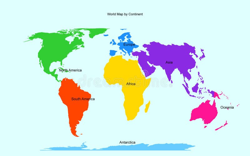 World Map by Continents Colorful Vector Design for Education and ...