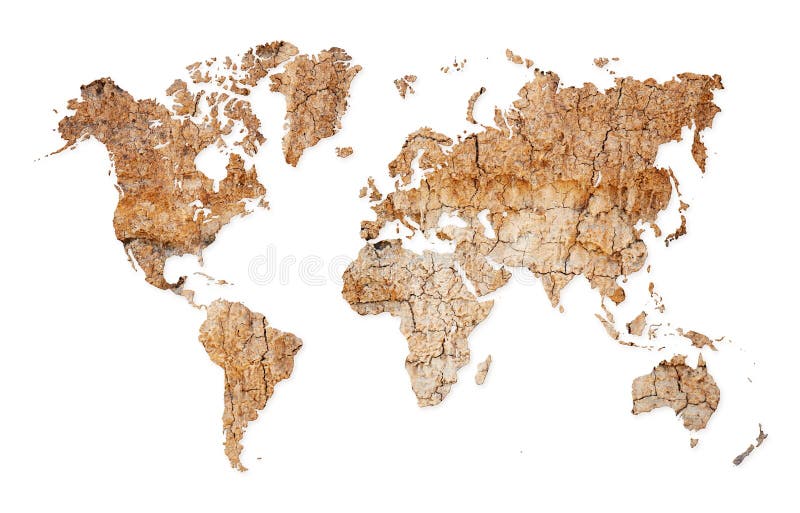 World Map - Continents from Dry Deserted Soil Stock Illustration ...
