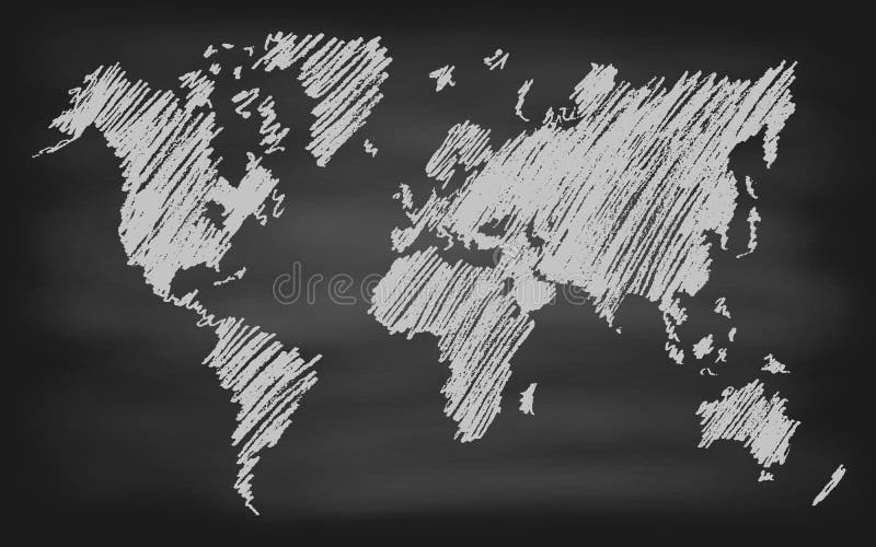 World Map Contour Vector Chalkboard Blackboard Stock Vector ...