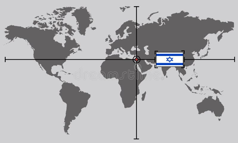 World Map with Coordinate Point Positioned by Crossed Lines on Country ...