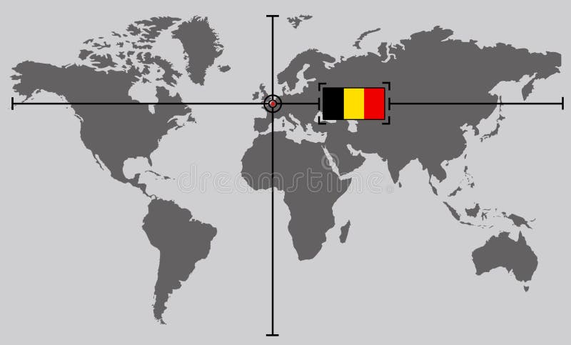 World Map with Coordinate Point Positioned by Crossed Lines on Country ...