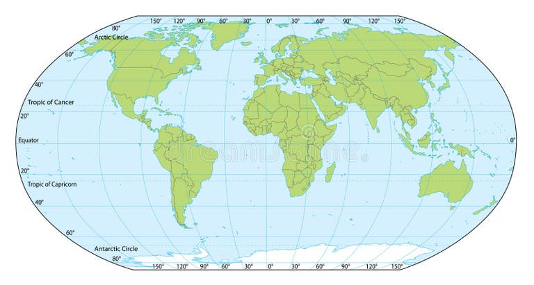 World Map Equator Line Stock Illustrations – 354 World Map Equator Line ...