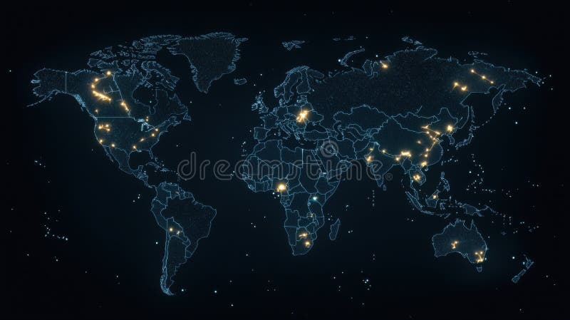 A World Map with Countries Highlighted in Yellow. Stock Photo - Image ...