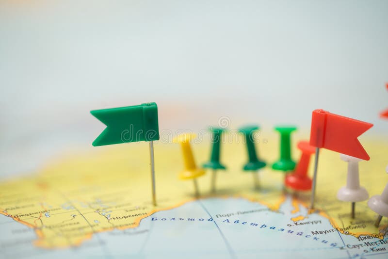 World Map Country Flags Marked Pin City Pinpoint Stock Image - Image of ...