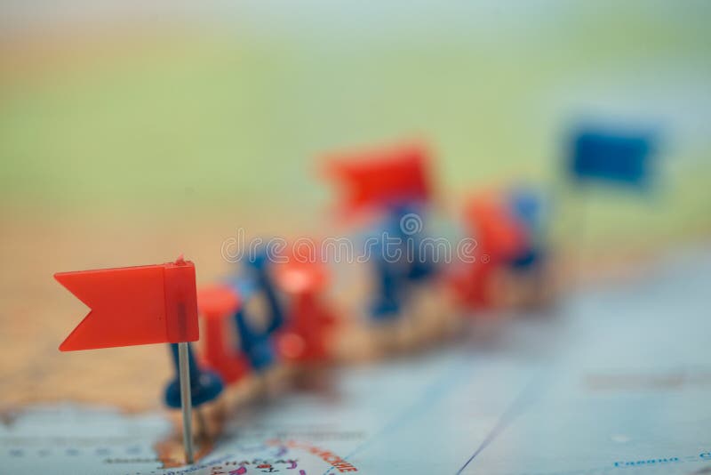 World Map Country Flags Marked Pin City Pinpoint Stock Image - Image of ...