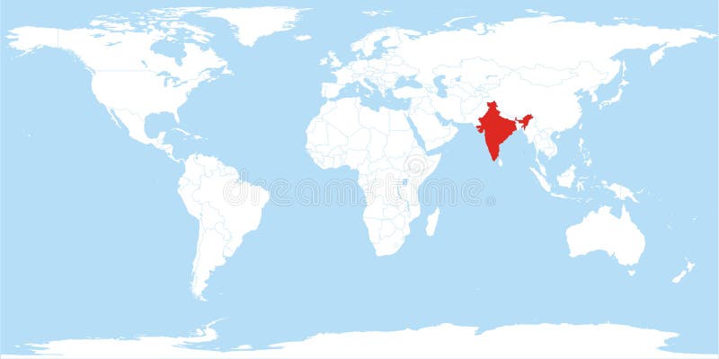 World Map Country India Highlighted Atlas Stock Vector - Illustration ...
