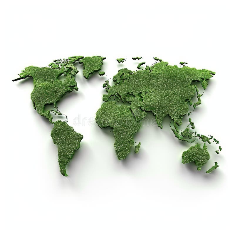 Eco-Friendly World Map with Lush Greenery and Sustainable Themes Stock ...