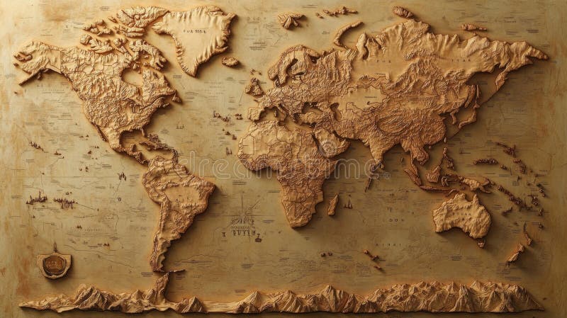 World Map Created with Artistic Simplicity and Style Stock Illustration ...
