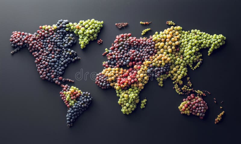 World Map Created Colorful Grapes Representing Global Diversity ...