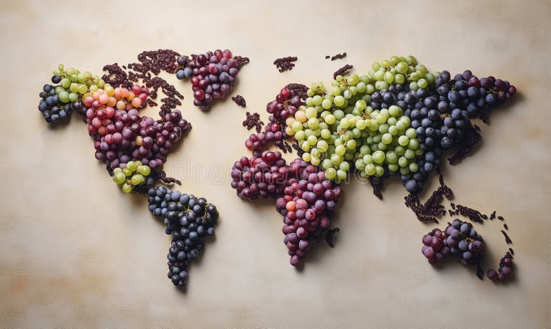 World Map Created with Colorful Grapes Representing Global Diversity ...