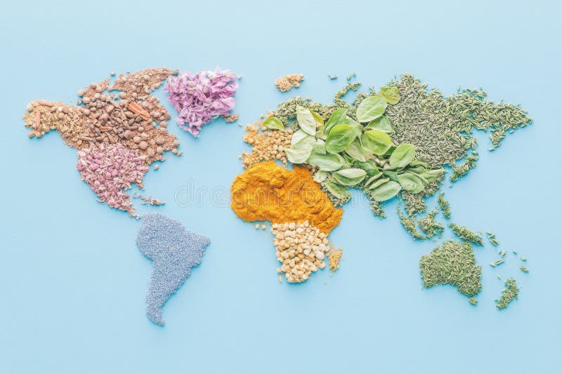 Creative Representation of a World Map Made from Colorful Spices ...