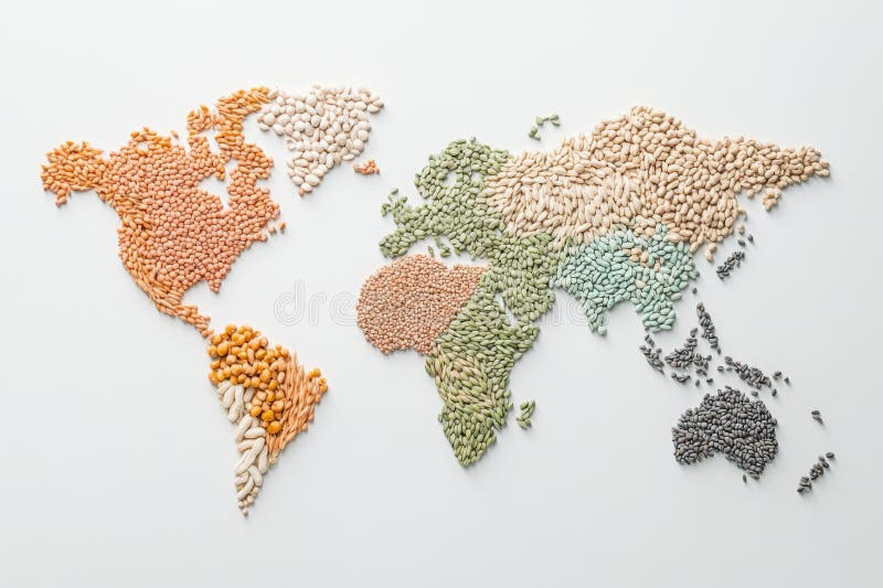 World Map Creatively Designed Using Various Cereals To Represent ...