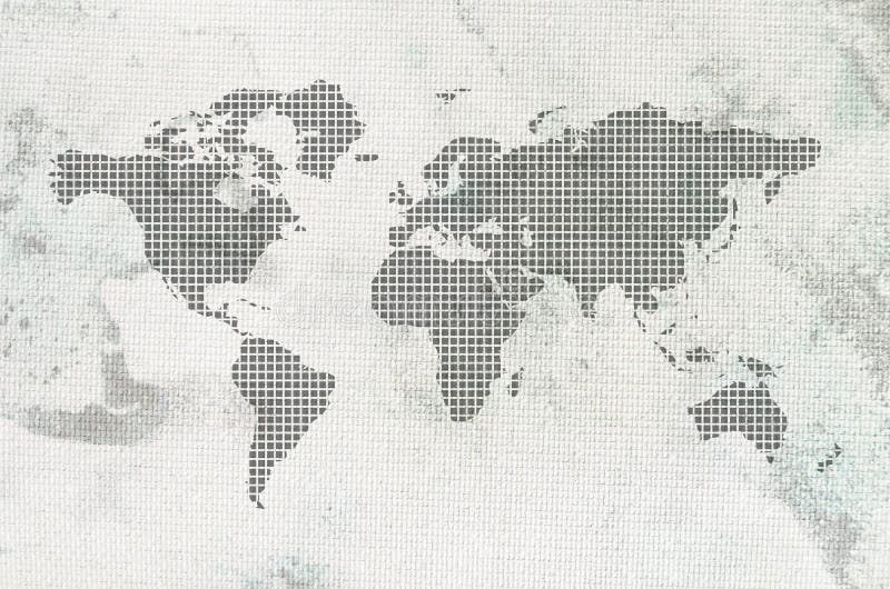 World Map on Crumpled and Aged Paper. Stock Illustration - Illustration ...