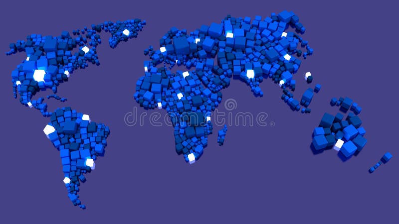 World Map with Glowing Data Centers and Sun Flare Stock Illustration ...