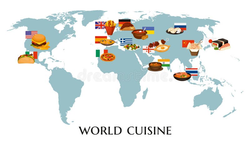 World Cuisines Dish Collection Stock Vector - Illustration of cooking ...
