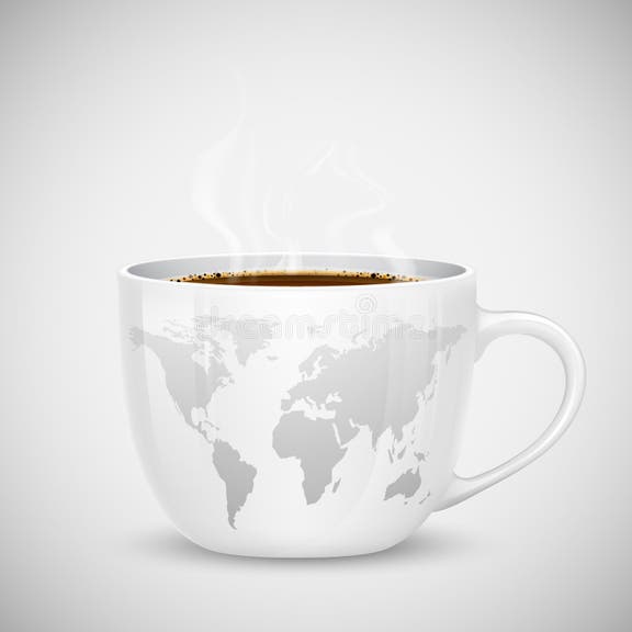 World Map on Cup stock vector. Illustration of morning - 33111504