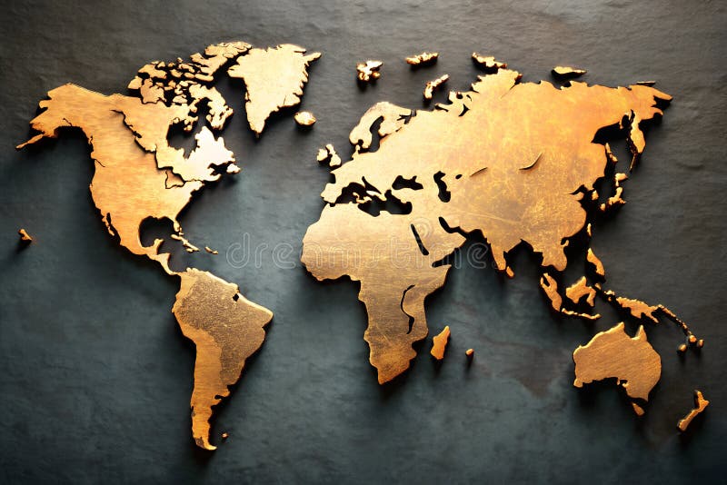 World Map in 3D Effect, Texture Background on a Wooden Background in ...