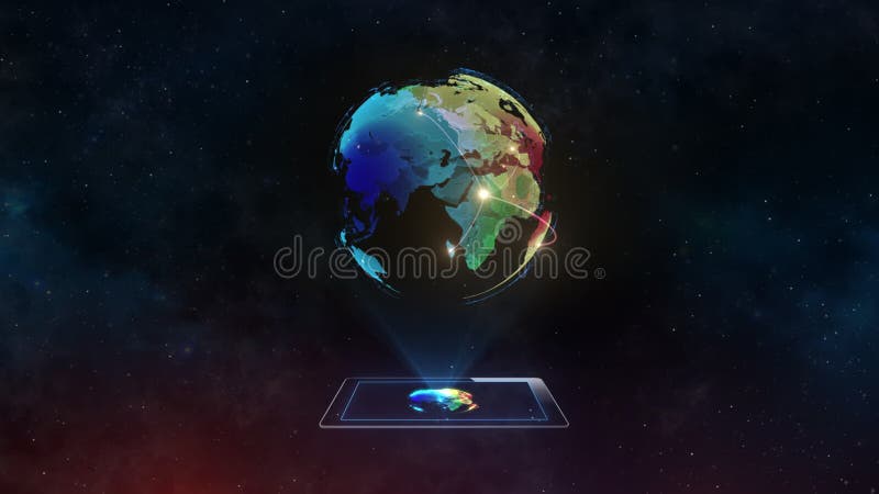 World Map Colorful with Tablet Animation Stock Video - Video of connect ...