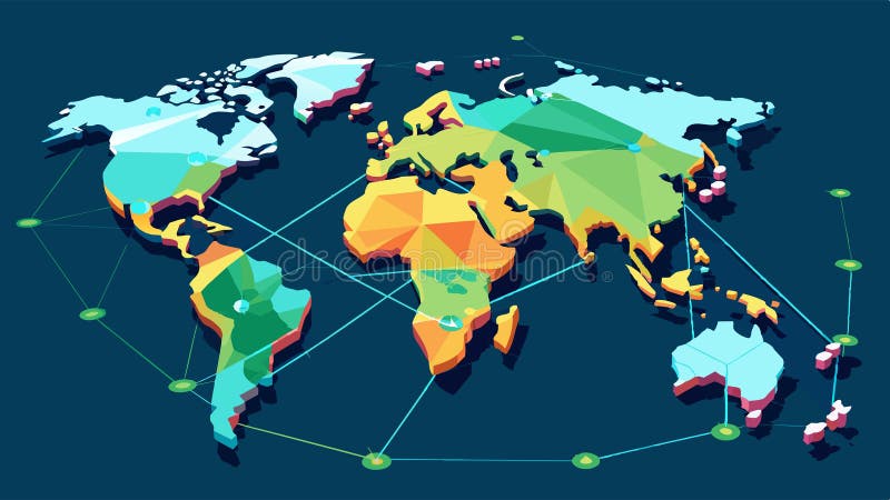 World Map. 3D Mash Line, Dot and Polygonal, Structure Design Stock ...