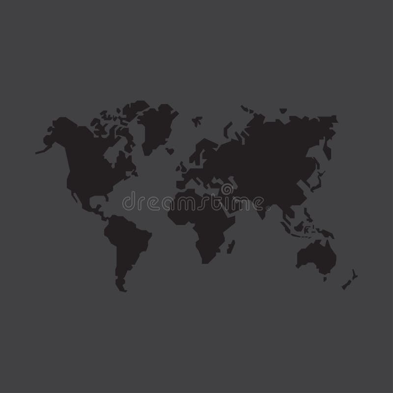 World Map Dark Version Vector Isolated Stock Vector - Illustration of ...