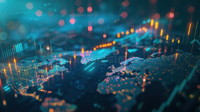 The World Map with Data.AI Generated Image Stock Image - Image of ...