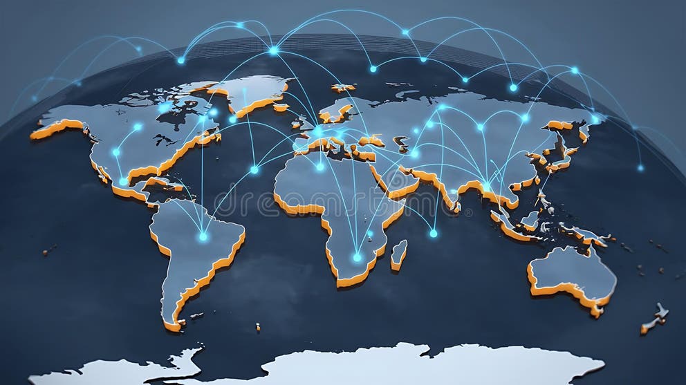 World Map with Data Connection Lines International Technology ...