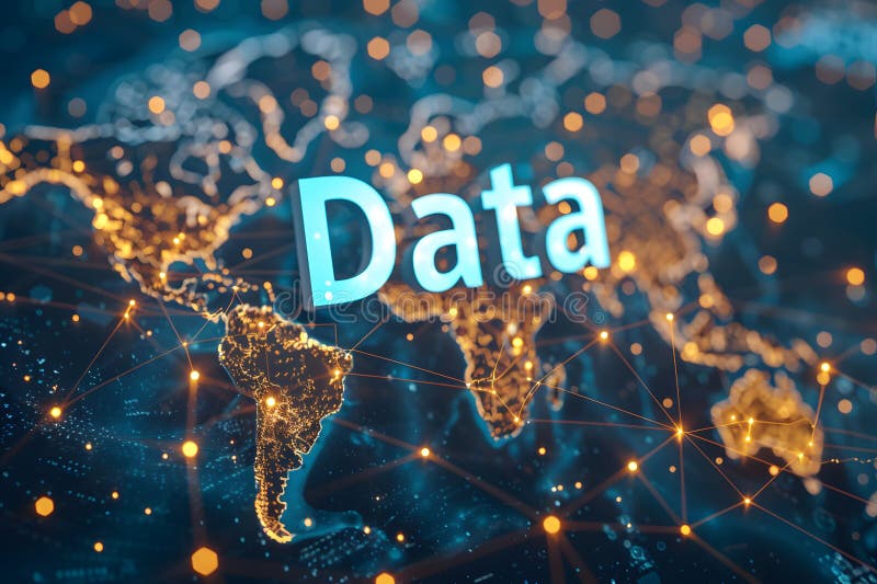 World Map with Data. Generative AI Stock Illustration - Illustration of ...