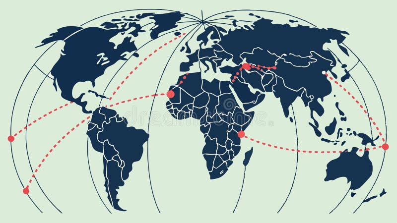 World Map Data Network, Global Information Flow, Vector Design Generative AI Stock Vector ...
