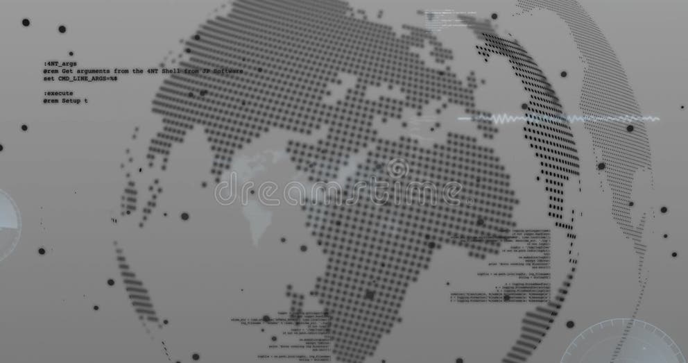 World Map with Data Points and Coding Image Over Gray Background Stock ...