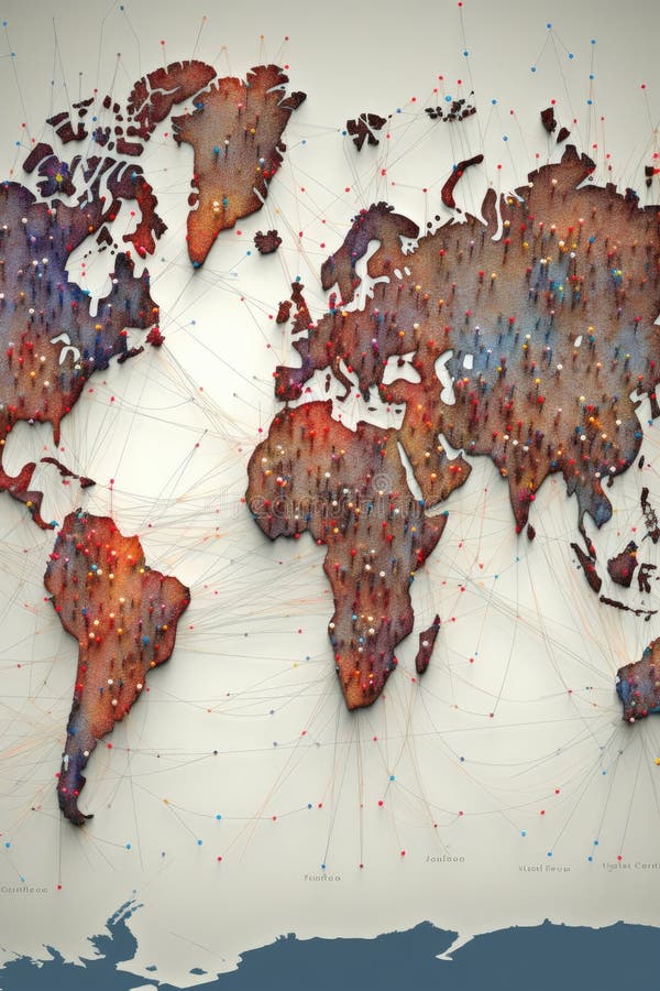 A World Map with Data Points and Connections Stock Illustration ...