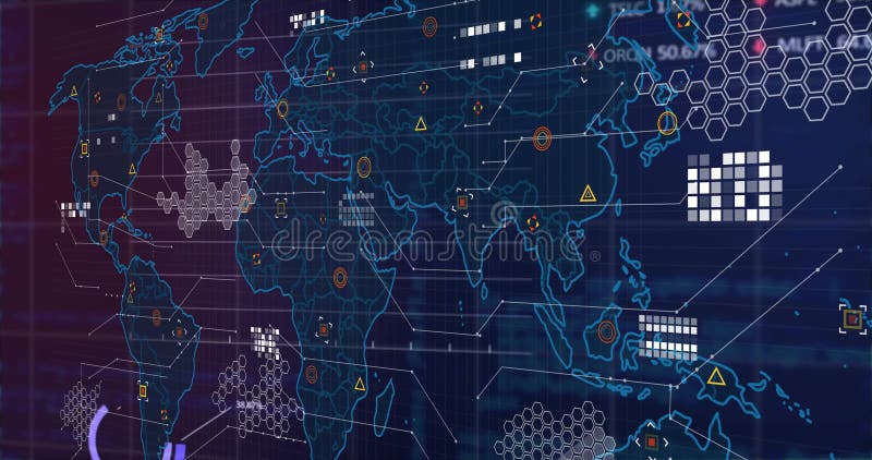 World Map with Data Points and Graphs, Global Data Analysis Image Stock Illustration ...