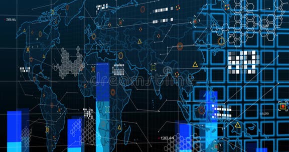 World Map with Data Points and Graphs, Global Data Analysis Image Stock ...