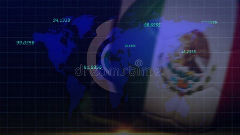 World Map with Data Points and Rotating Target Animation Over Continents Stock Video - Video of ...