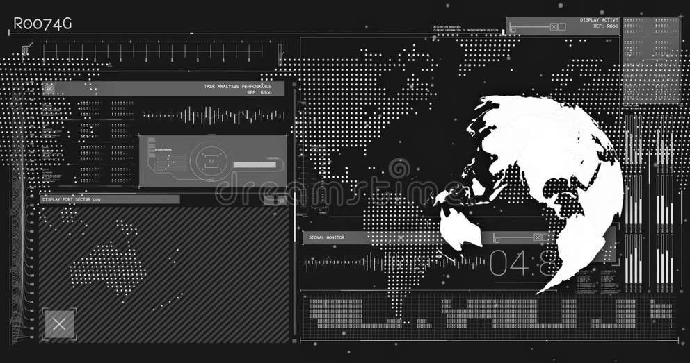 World Map and Data Processing Image Over Digital Interface with Graphs and Charts Stock Image ...